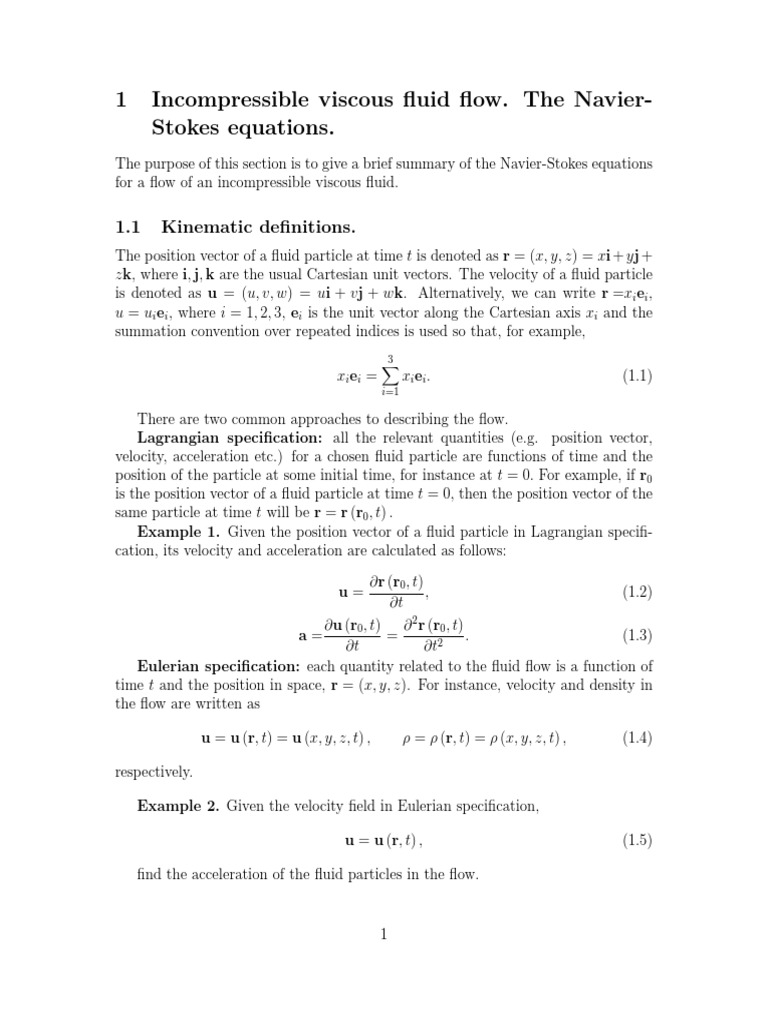 1 Navier Stokes | PDF | Navier–Stokes Equations | Fluid Dynamics