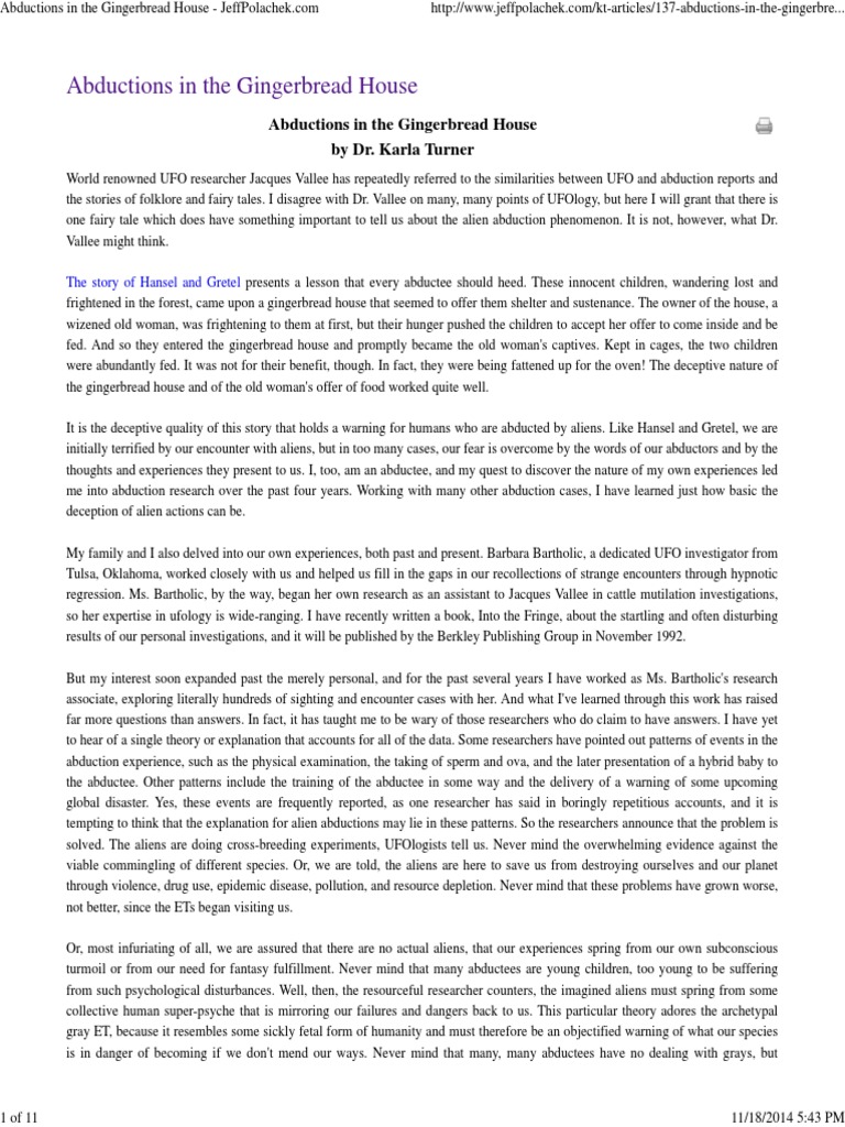 Abductions in The Gingerbread House - Karla Turner | PDF | Alien ...