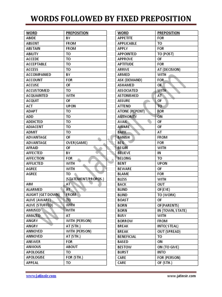 Fixed Preposition PDF | PDF | Language Arts & Discipline