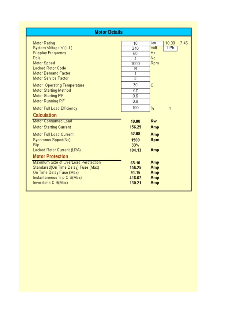 Motor Specifications and Data Summary | PDF
