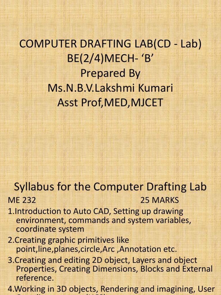 Computer Drafting Lab (CD Lab) Final | PDF | Auto Cad | Technical Drawing