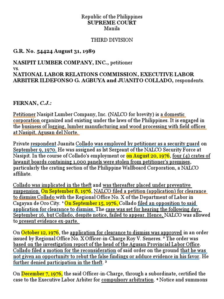 Nasipit Lumber v. NLRC | PDF | Res Judicata | Lawsuit