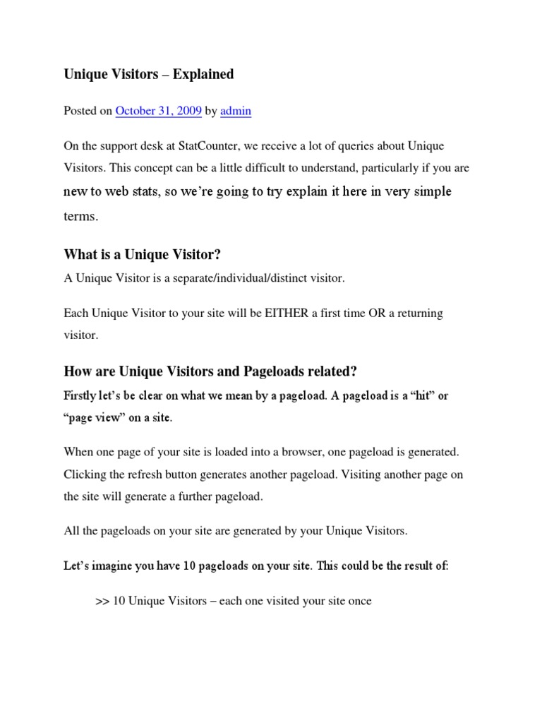 Unique Visitors - Explained | PDF