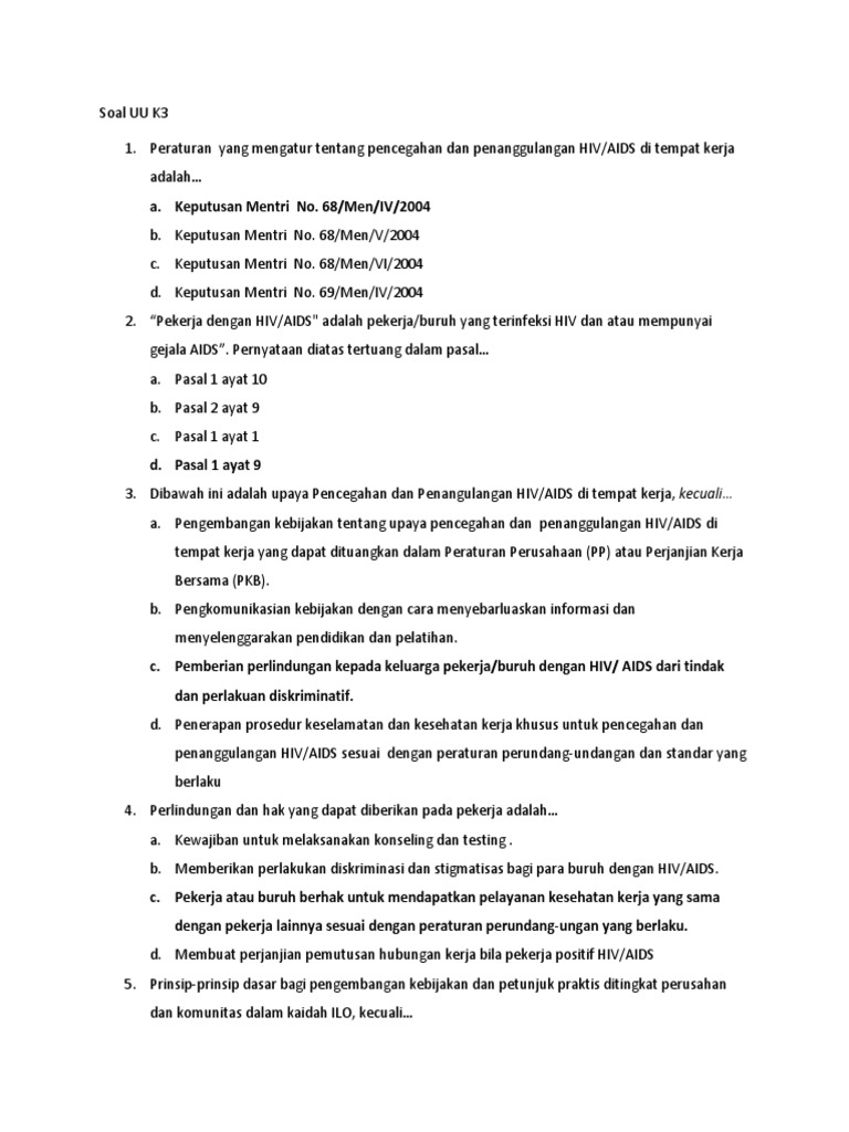 Soal UU K3 Fix | PDF
