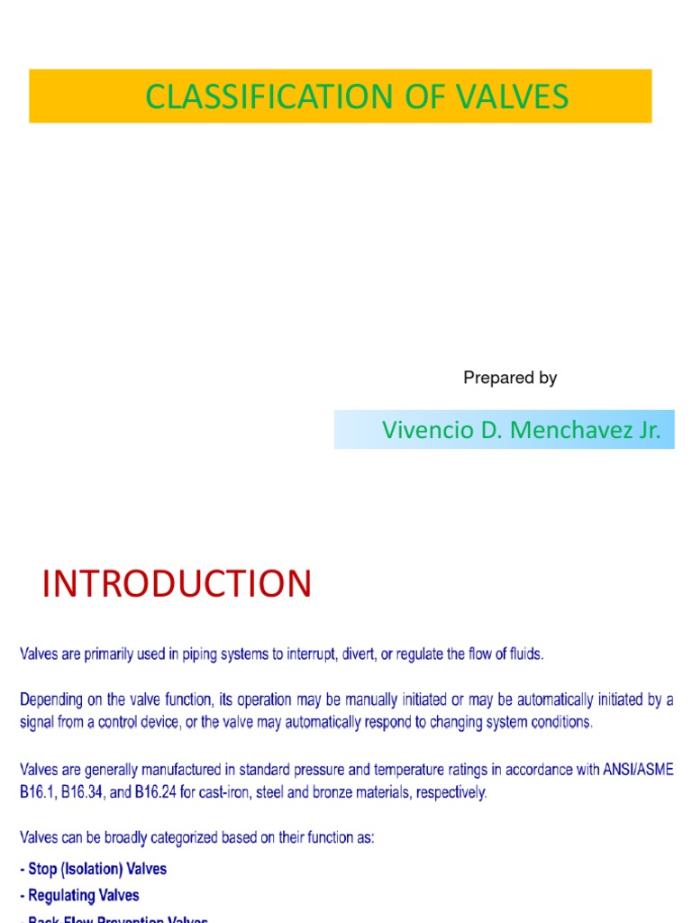Valve Types and Classifications | PDF