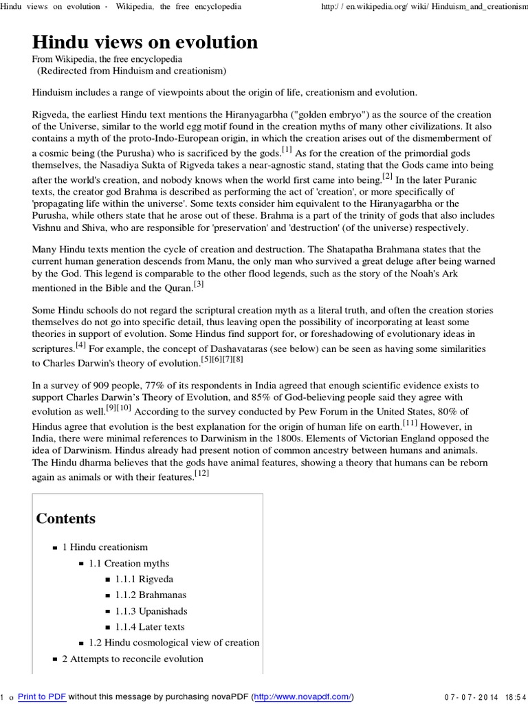 Hindu Views On Evolution - .. | PDF | Indian Religions | Religion And ...