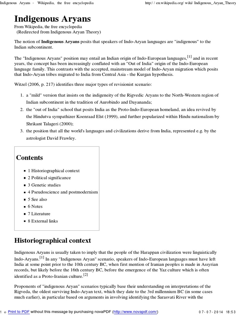 Indigenous Aryans - Wikiped.. | PDF | Ethnicity | Asia