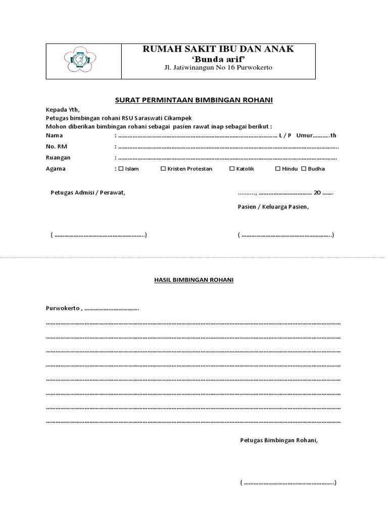 1.1 Formulir Permintaan Bimbingan Rohani | PDF