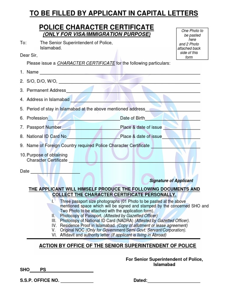Character Certificate Performa With Monogram | PDF | Identity Document ...