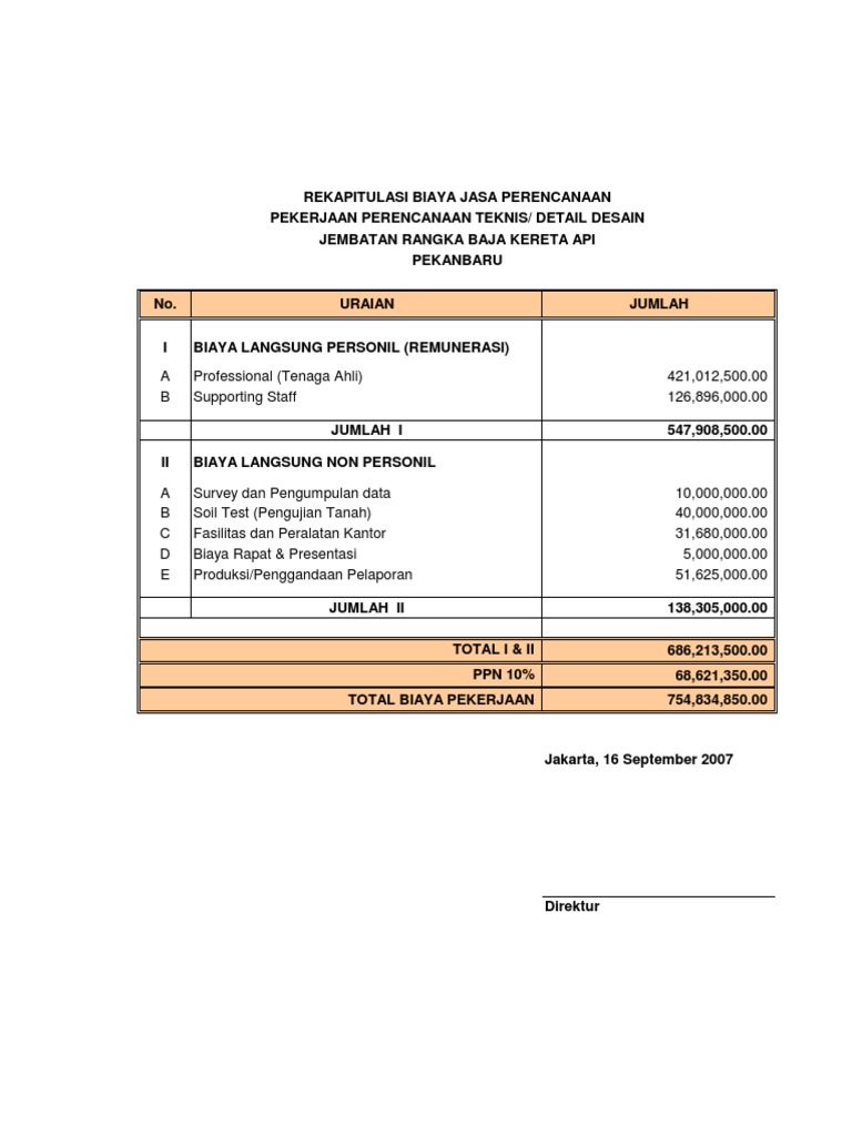 RAB Perencanaan Jembatan | PDF