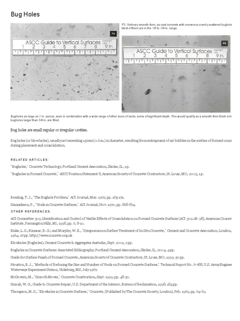 Understanding Bug Holes in Concrete | PDF