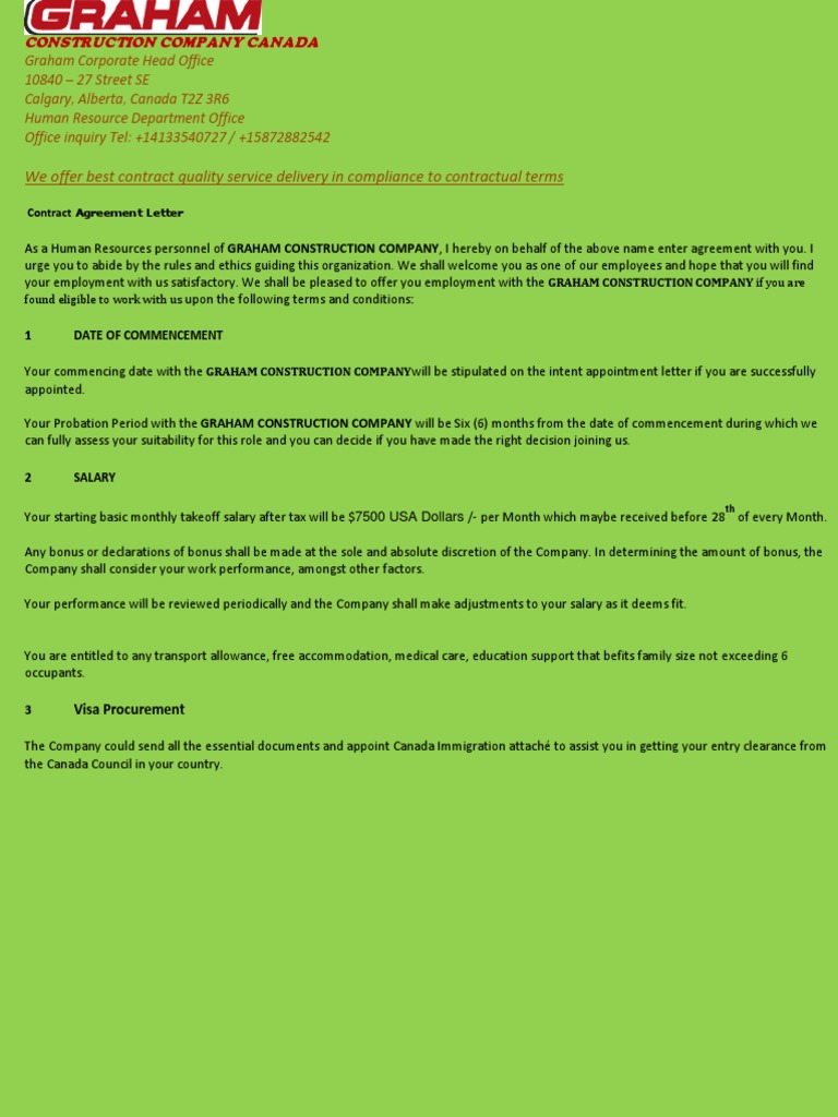 Graham Job Contract Agreement | PDF | Confidentiality | Sick Leave