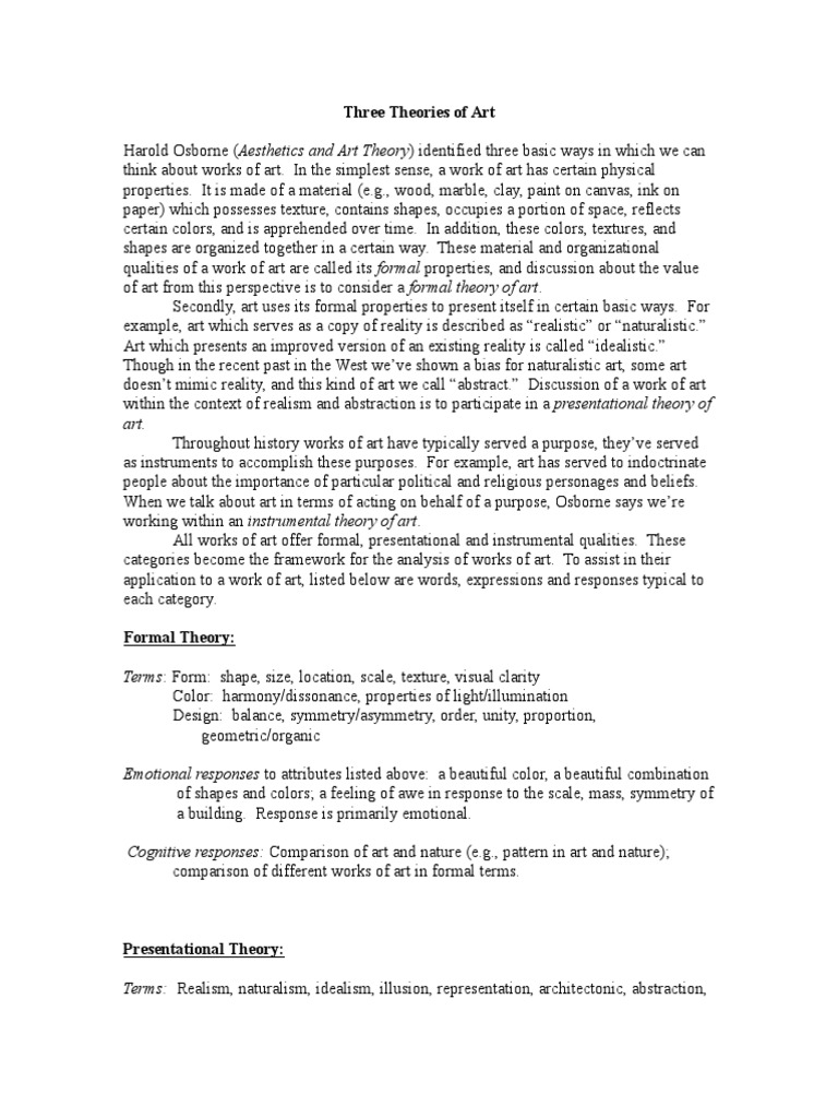 Three Theories of Art | PDF | Realism (Arts) | Reality