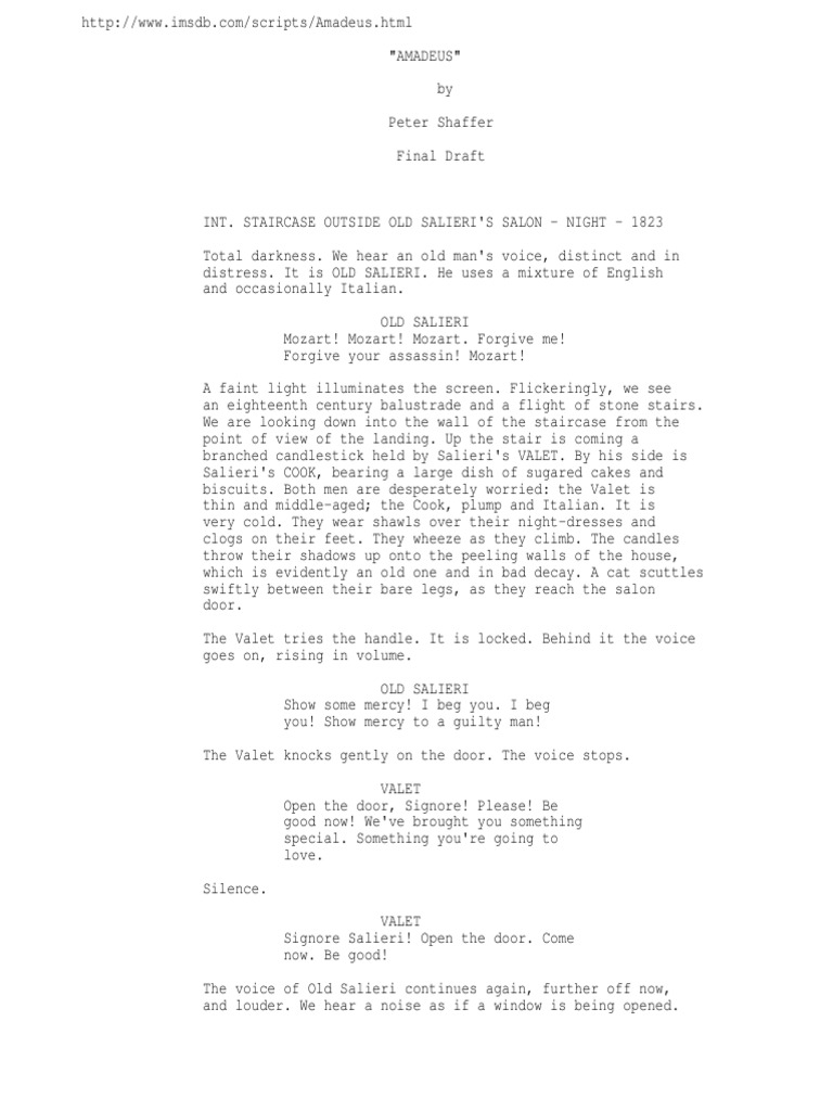 Amadeus - Script | PDF | Wolfgang Amadeus Mozart | Entertainment (General)