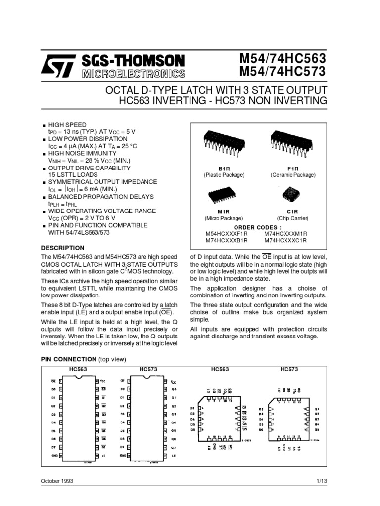 74HC573 Octal Latch | PDF | Cmos | Integrated Circuit