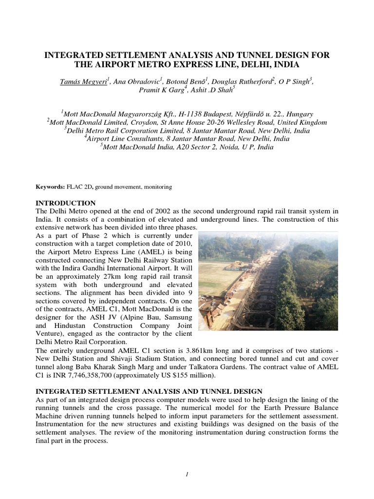 Delhi Metro Paper On Monitoring | PDF | Tunnel | Delhi
