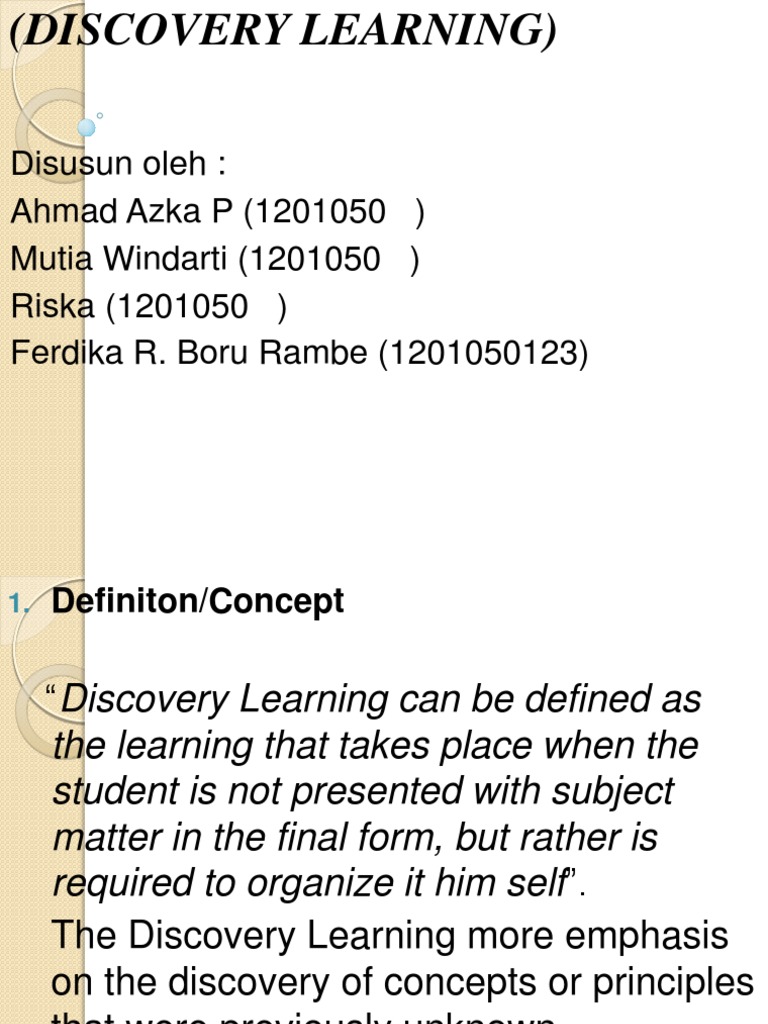 Discovery Learning | PDF | Concept | Learning