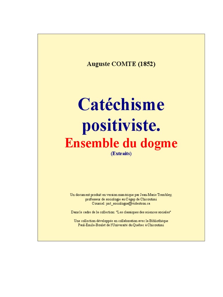 Catechisme Positiviste (Auguste Comte) | PDF | Positivisme | Encyclopédies