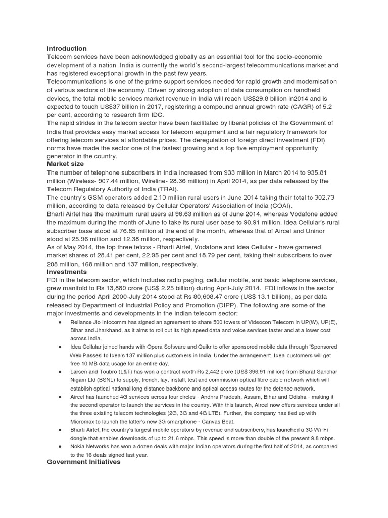 Introduction To Telecom Industry | PDF | Digital Technology | Networks