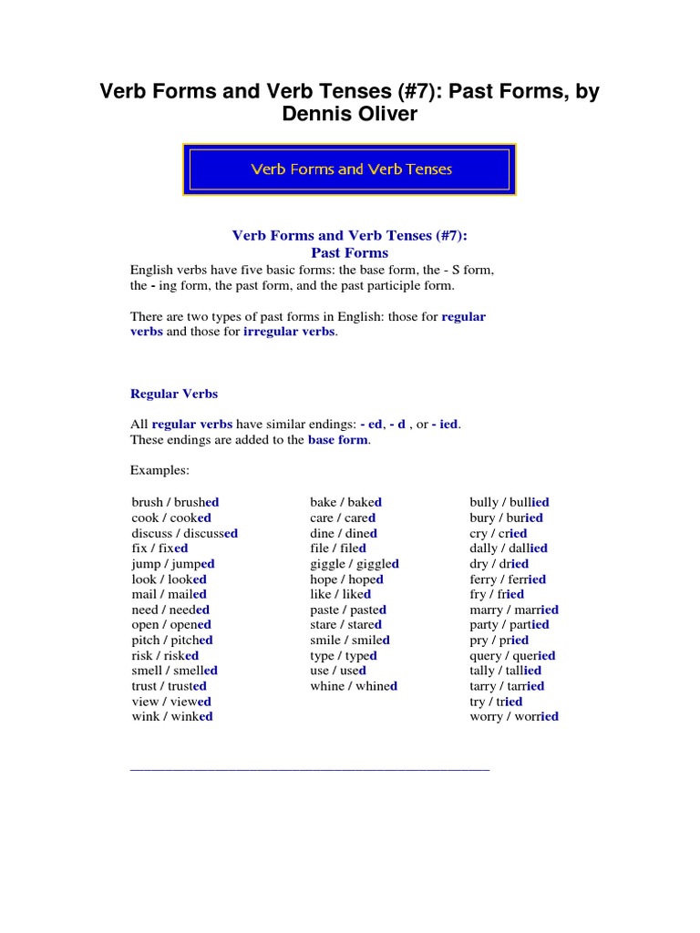 Verb Forms and Verb Tenses | PDF | Grammatical Number | Rules