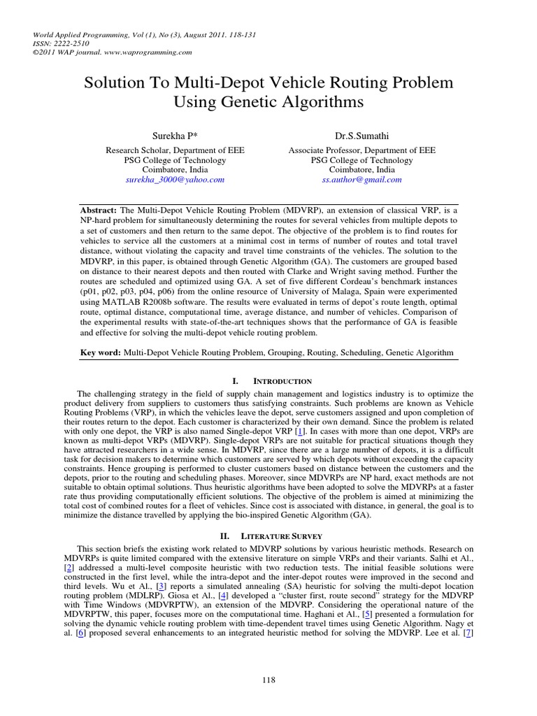 Solution To Multi-Depot Vehicle Routing Problem Using Genetic ...
