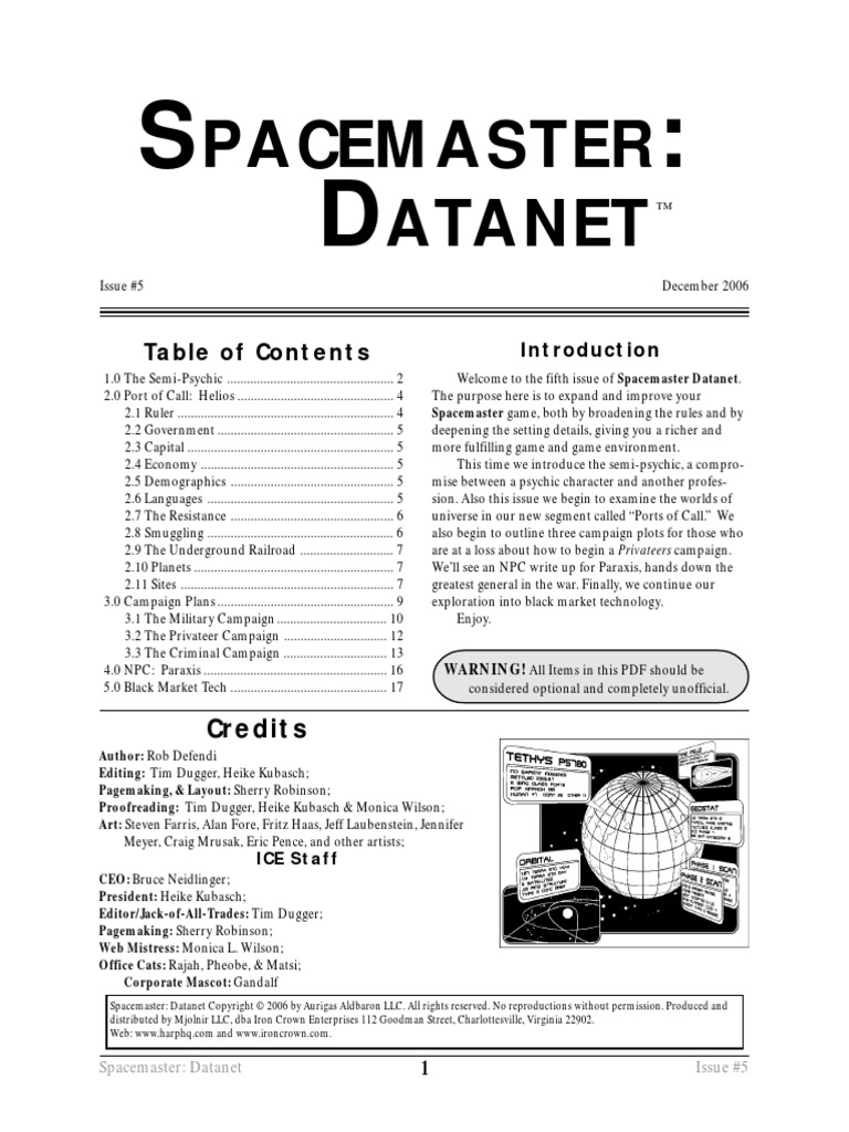 Icesmd5 - Spacemaster - Datanet 5 PDF | PDF | Smuggling | Privateer