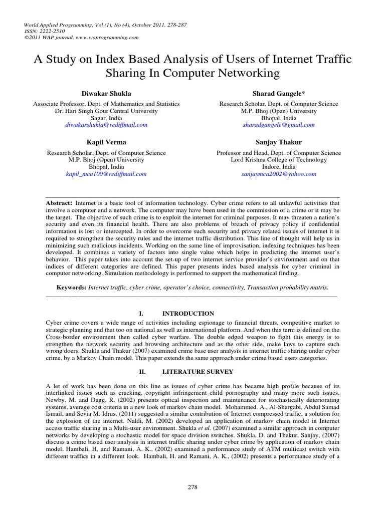 A Study On Index Based Analysis of Users of Internet Traffic Sharing in ...