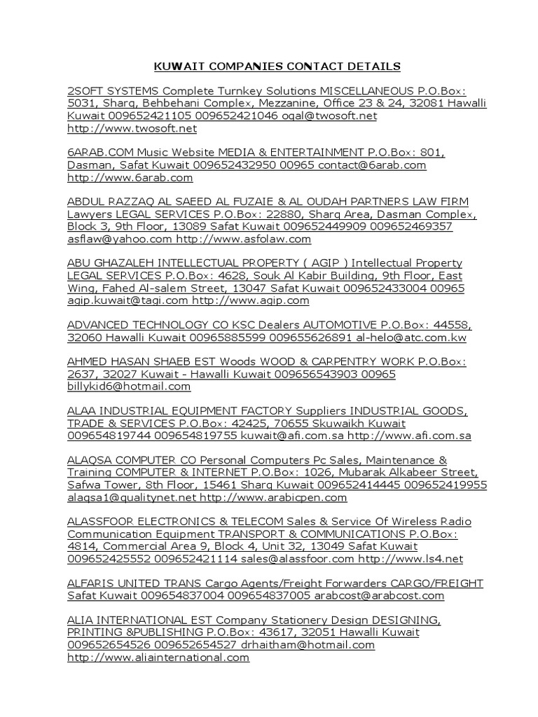 Kuwait Companies Contact Directory | PDF