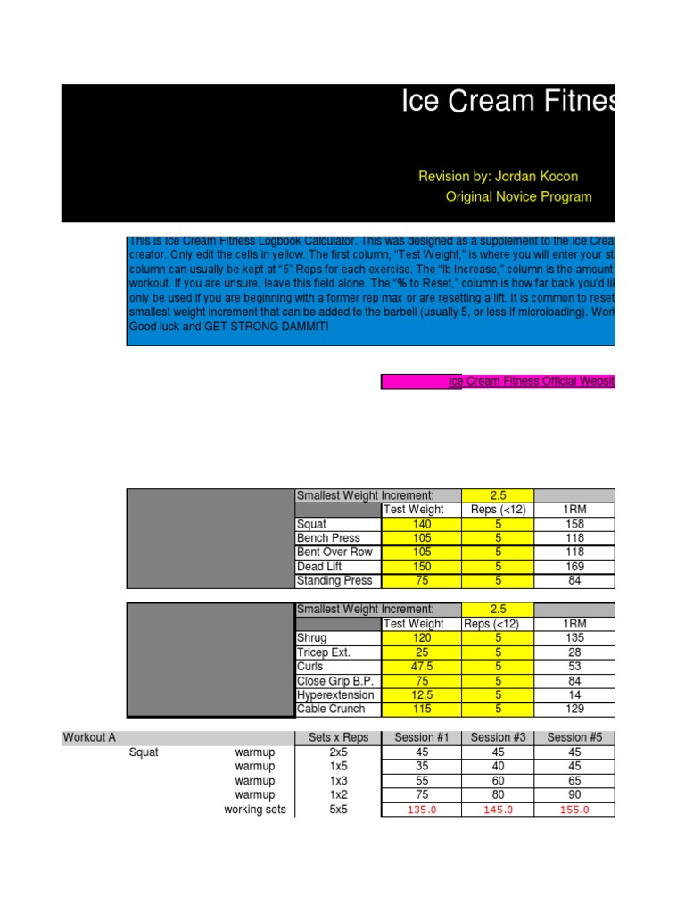 Ice Creamasd Fitness Workout Calculator | PDF | Weight Training | Sports
