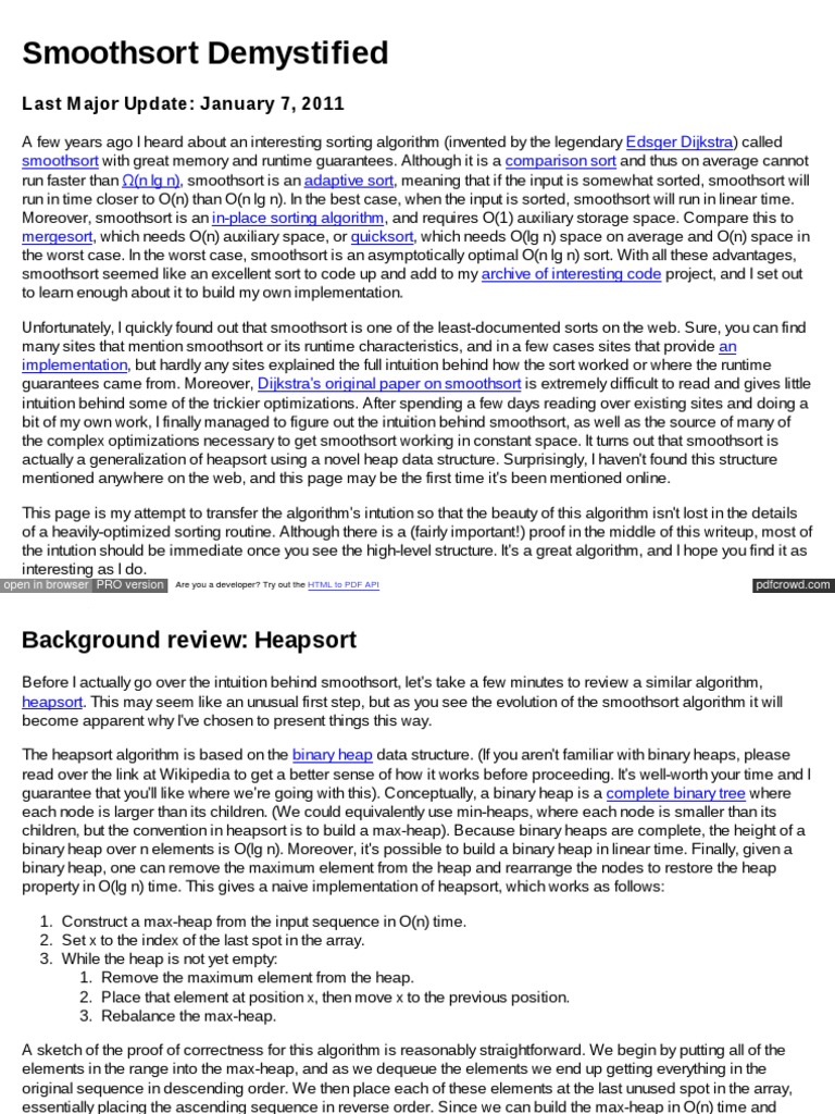Smoothsort Demystified | PDF | Algorithms And Data Structures | Areas ...
