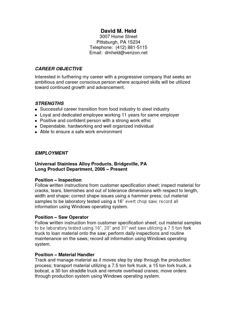David s Resume 2 | Chef | Nondestructive Testing