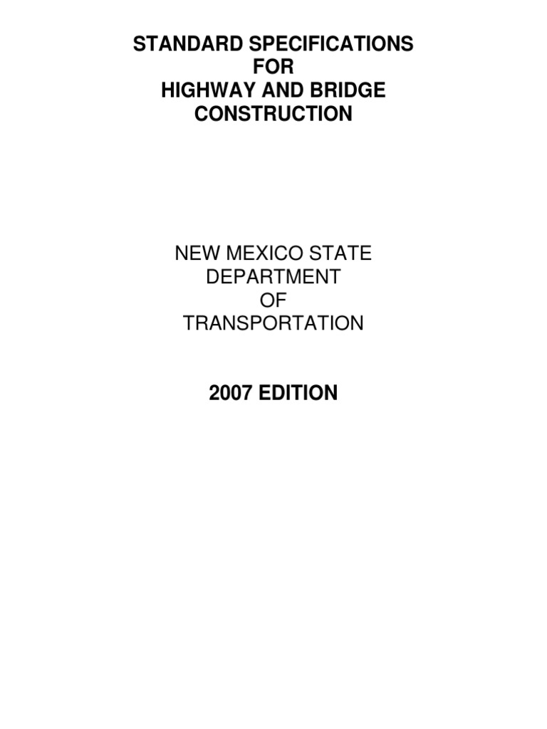 Specs For Highway and Bridge Construction | PDF | Road Surface | Concrete