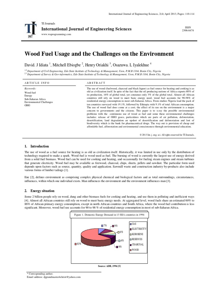 Wood Fuel Usage and The Challenges On The Environment in Africa. | PDF ...