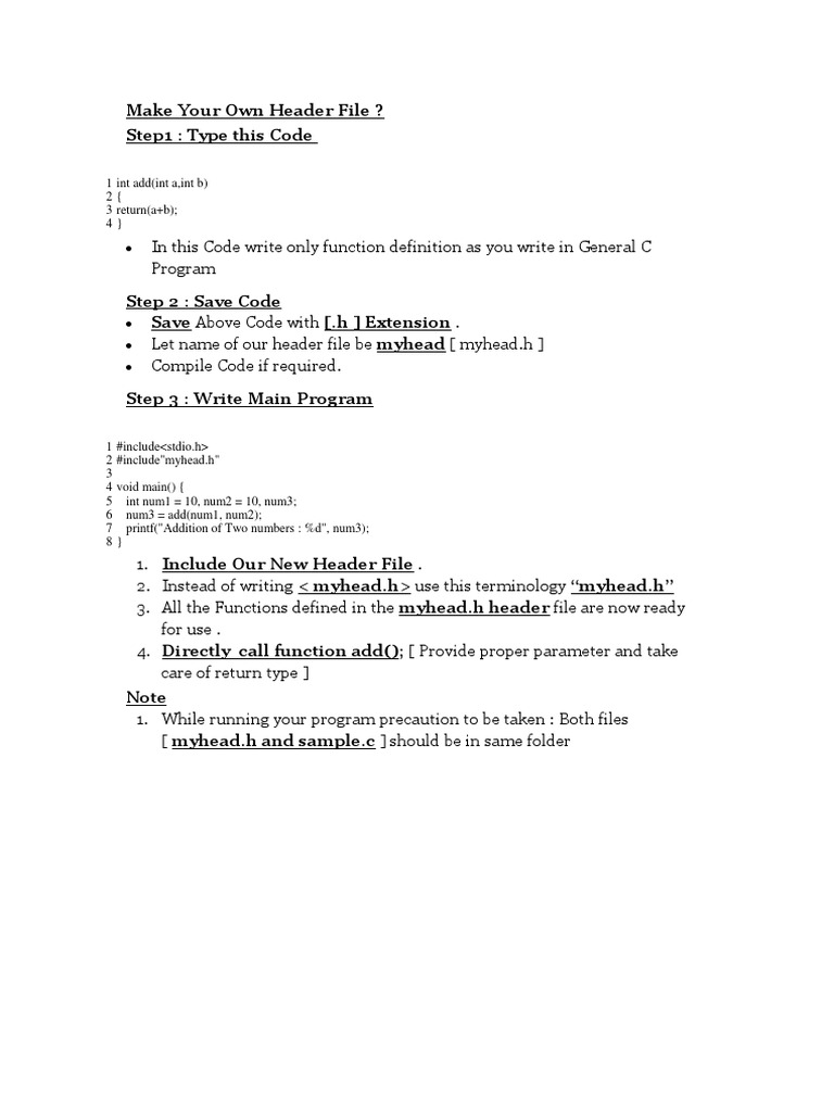 Make Your Own Header File (C Programming) | PDF | C (Programming Language) | Subroutine