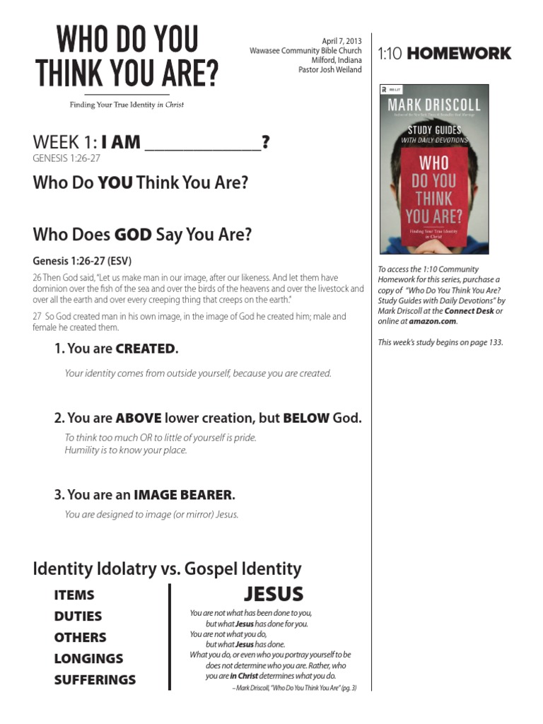 Week 1:: Who Do YOU Think You Are? Who Does GOD Say You Are? | PDF