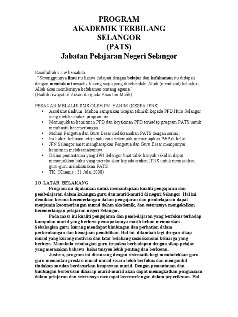 PROGRAM Akademik Terbilang Pats) | PDF