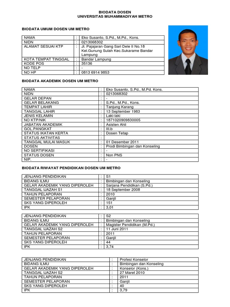 Biodata Dosen | PDF