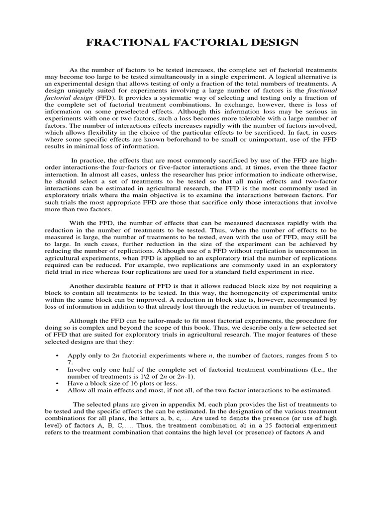 Fractional Factorial Design | PDF | Analysis Of Variance | Experiment