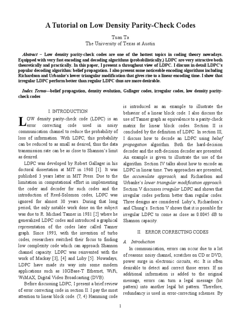 LDPC | PDF | Low Density Parity Check Code | Forward Error Correction