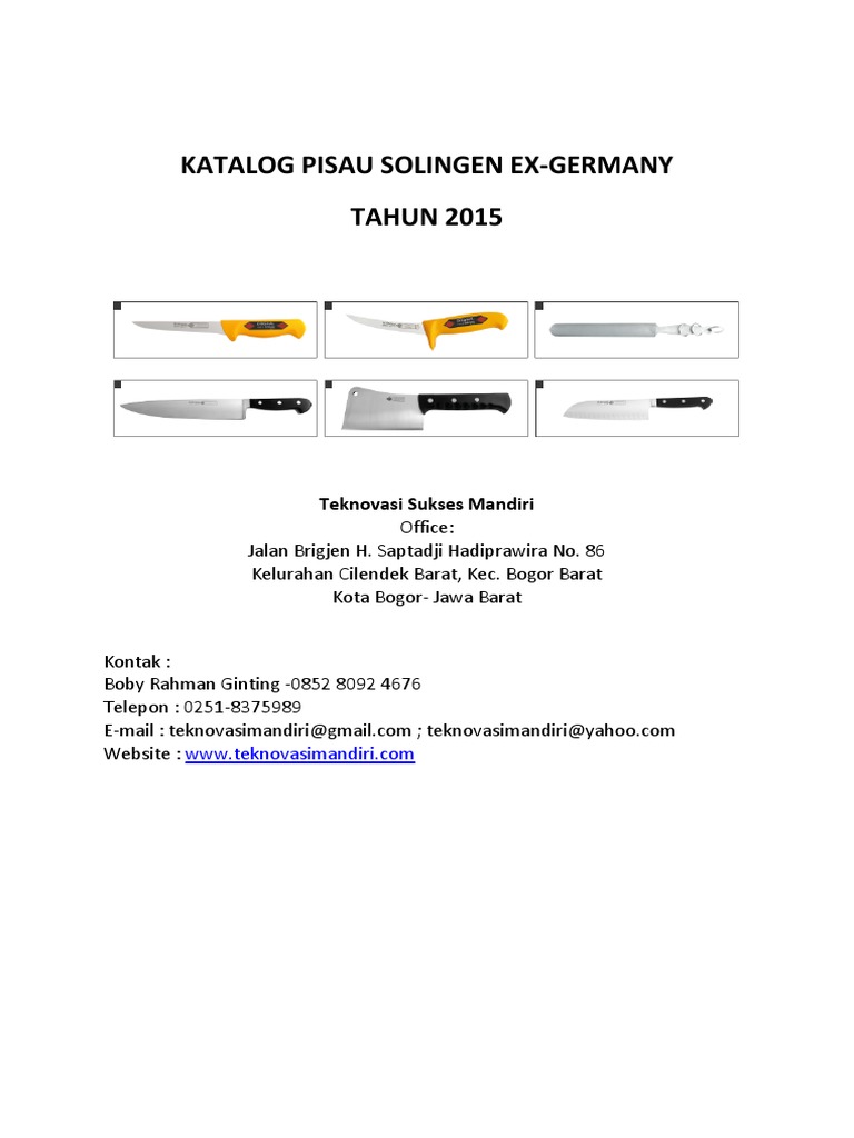Katalog Pisau Rumah Potong Hewan - Pisau RPH - Merek Solingen Ex Jerman ...