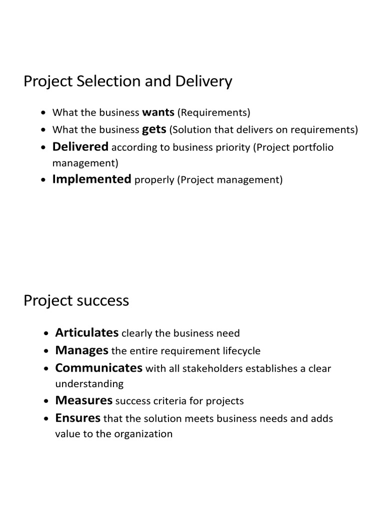 Project Selection and Success Strategies | PDF
