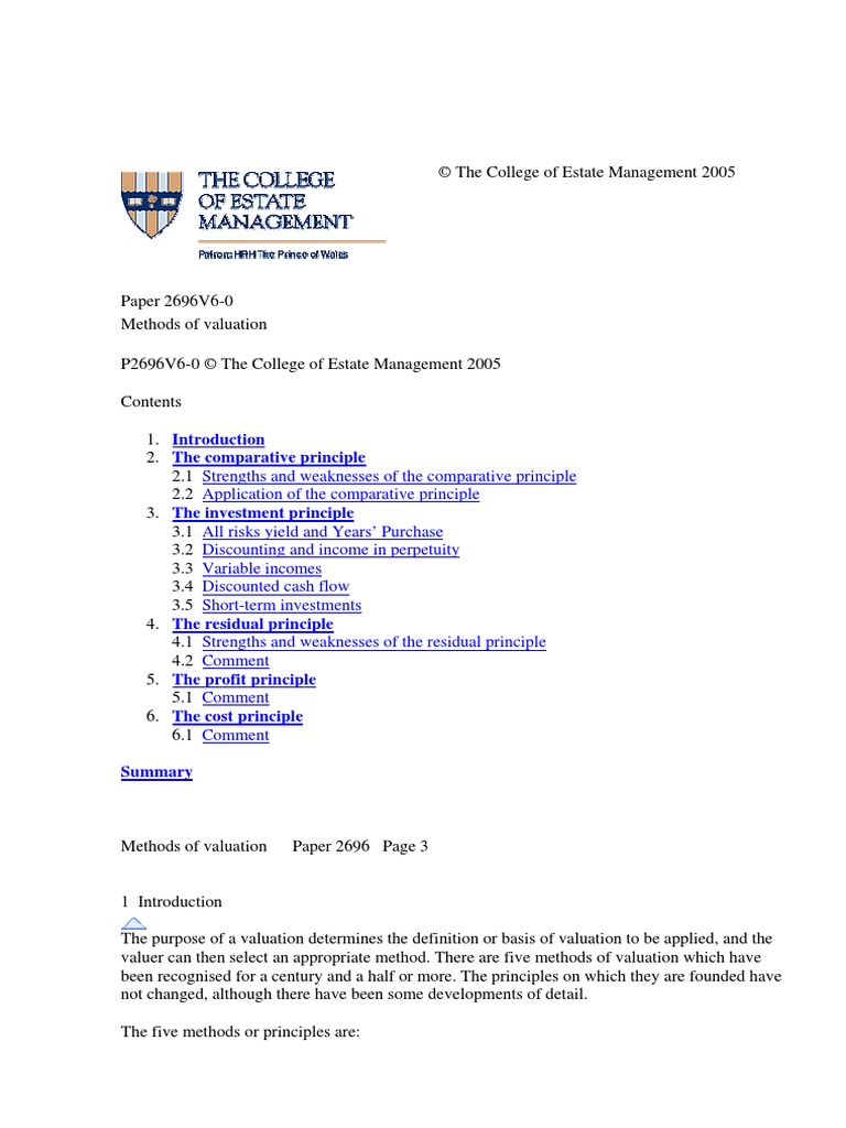 Rics Methods of Valuation | PDF | Real Estate Appraisal | Valuation ...
