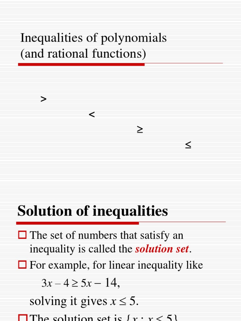 Solving Polynomial and Rational Inequalities | PDF | Inequality ...