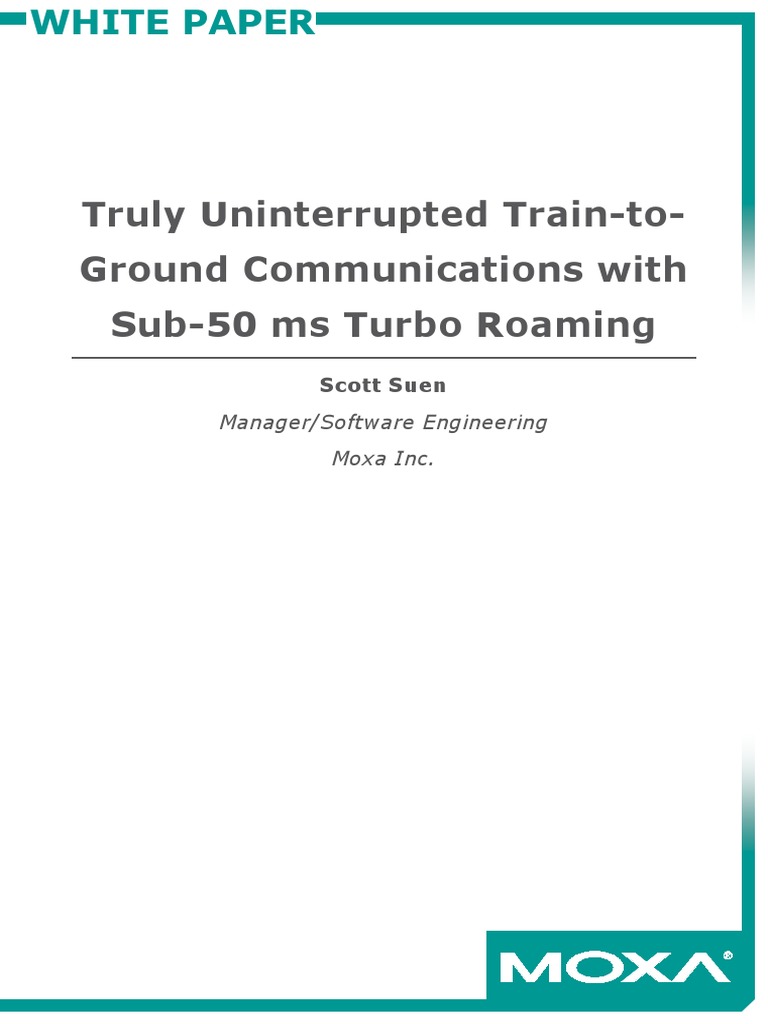 Moxa White Paper Turbo Roaming | Download Free PDF | Wireless Lan | Roaming