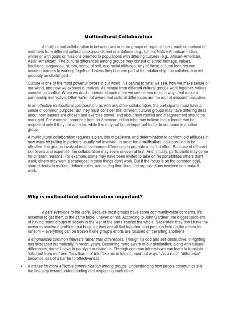 Guidelines for Effective Multicultural Collaboration | PDF | Norm ...