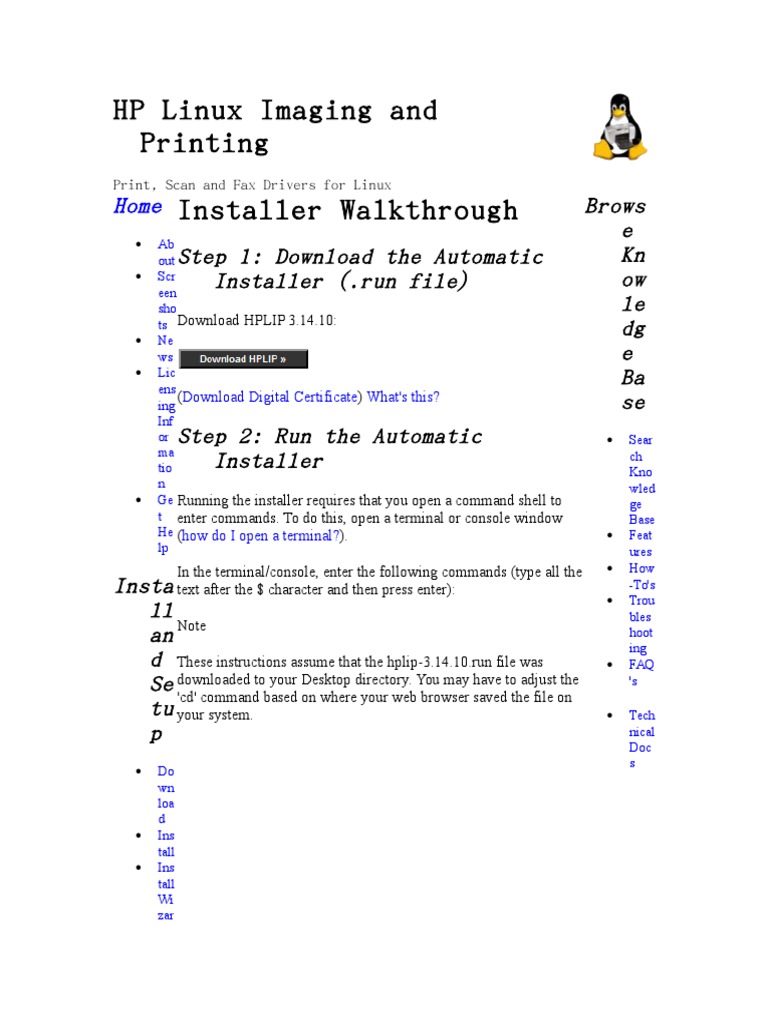 HP Linux Imaging and Printing | PDF | Linux Distribution | Installation ...