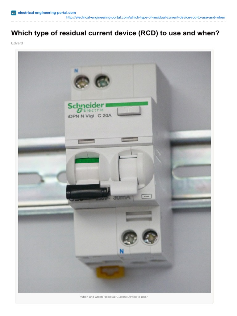 Which Type of Residual Current Device RCD To Use and When | PDF ...