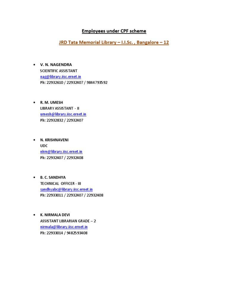 JRD Tata Memorial Library - I.I.Sc., Bangalore - 12: Employees Under ...