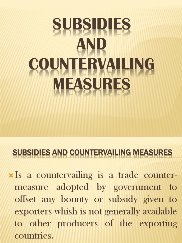 Understanding Subsidies and Countervailing Measures | PDF | Subsidy ...