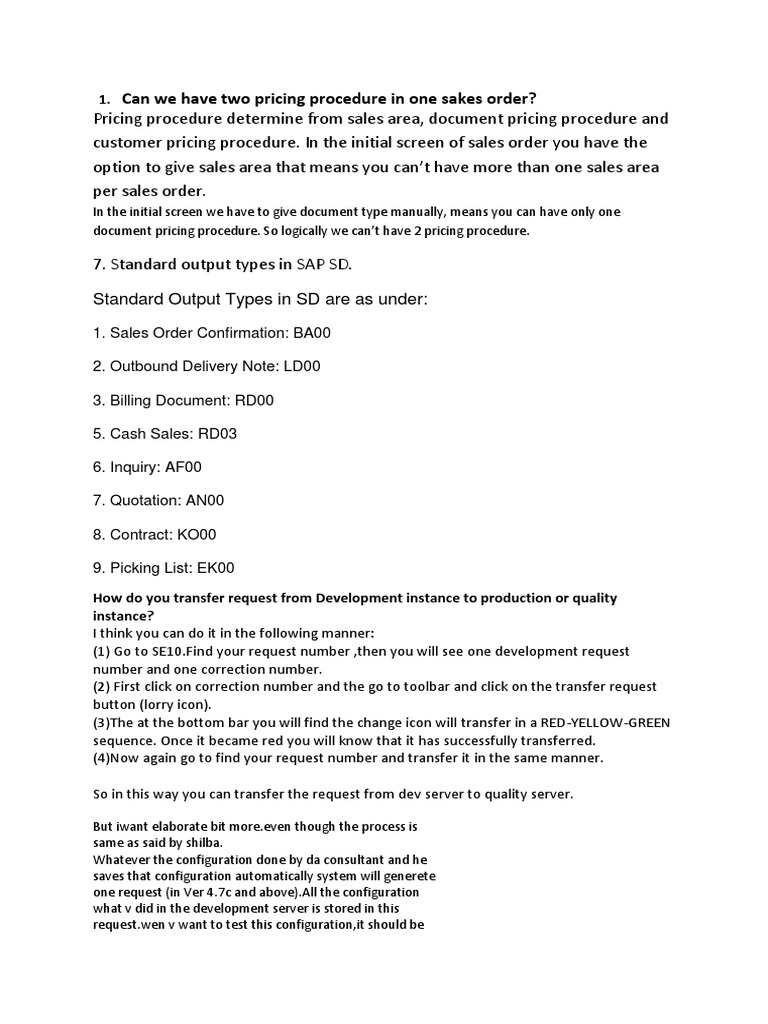 Cap Gemini Sap SD Interview Qns | PDF | Invoice | Debits And Credits